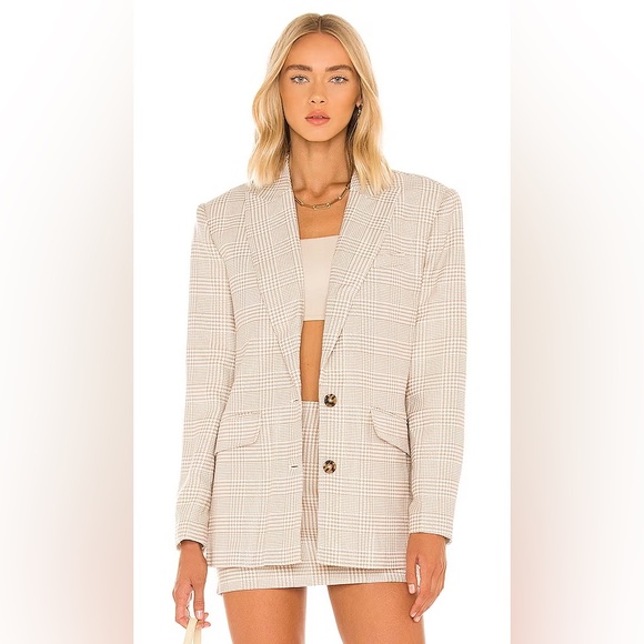 L'Academie | Jackets & Coats | Lacademie Abigail Blazer In Tan White ...